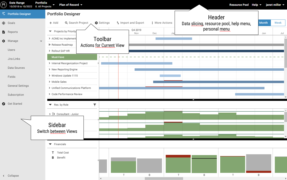 Navigation, Menus and Views – Meisterplan Help Center